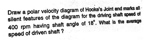 Solved Draw A Polar Velocity Diagram Of Hookes Joint And