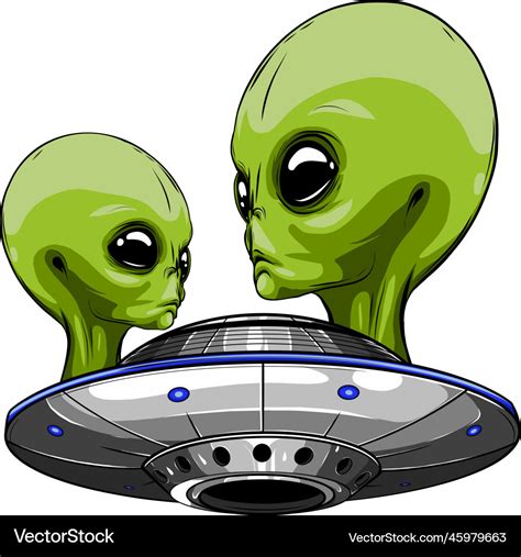 Cute Alien Ufo Cartoon Icon Royalty Free Vector Image