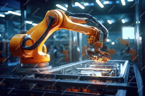 Premium Photo Robotic Arm For Electronic Assembly Line Smart Modern Factory Automation Using