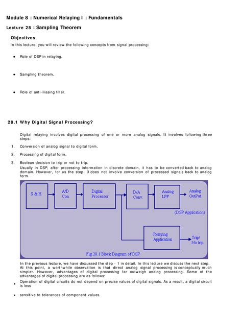 Lecture Numerical Relaying I Fundamentals Of Sampling Theorem Module Numerical