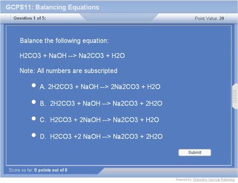 College Chemistry Balancing Equations
