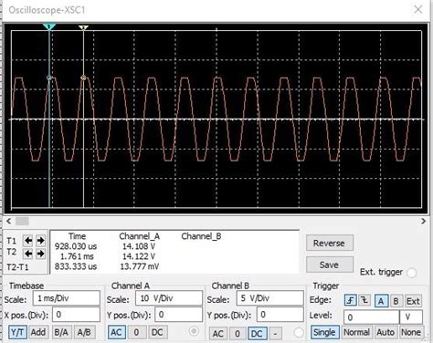 Solved Oscilloscope XSC1 X Channel B T1 T2 Reverse Time Chegg