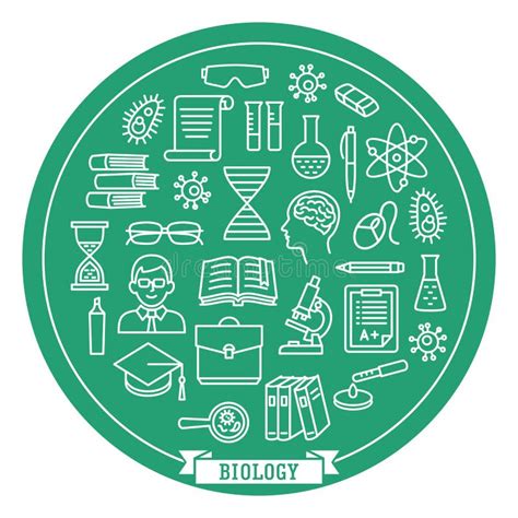Pegatina De Iconos Del C Rculo De La Escuela De Biolog A Ilustraci N