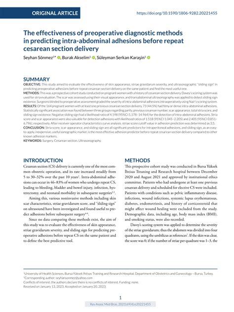 Pdf The Effectiveness Of Preoperative Diagnostic Methods In Predicting Intra Abdominal