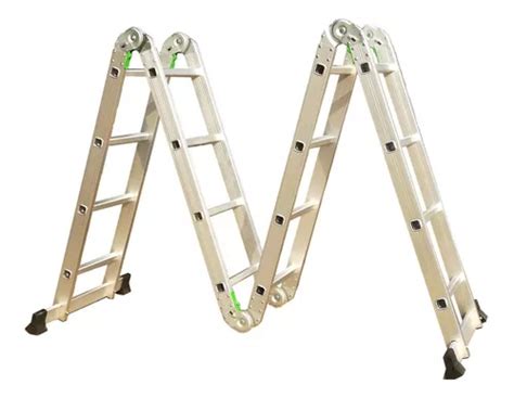 Escalera Aluminio Multifuncion Plegable 4x4 Reforzada Rex Color