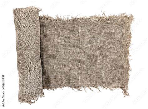 Burlap Texture A Piece Of Torn Burlap On A White Background Canvas