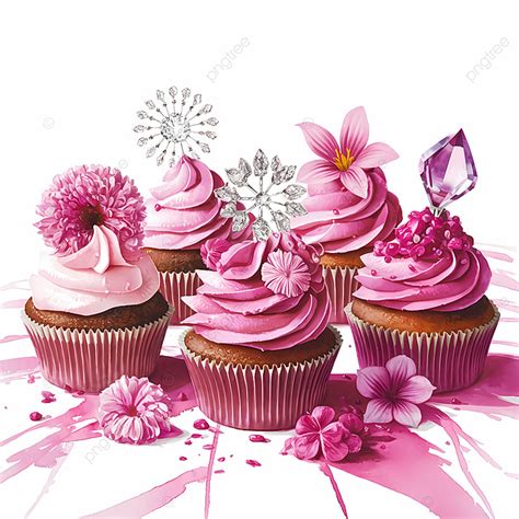 Cupcakes With Pink Buttercream Frosting Background Cupcakes With Pink