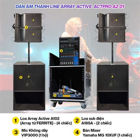dàn âm thanh line array active actpro a2 01 4 loa array full bass 25