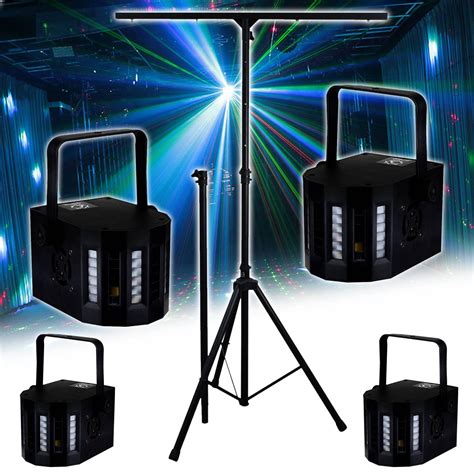 Pack Sono Dj Light Jeux De Lumière 4 Effets Derby Noir 4 Leds Rgbw