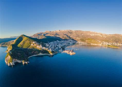 Aerial View Of Sveti Nikola Budva Island Montenegro Hawaii Beach