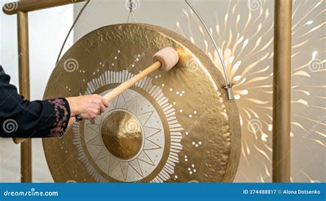 Gong With Mallet Hanging On A Frame Vector Illustration Cartoondealer
