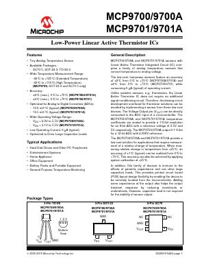 MCP9700 Datasheet PDF Microchip Technology Low Power Linear Active Thermistor ICs