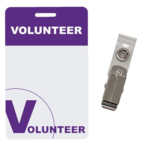 5 Pack Purple Heavy Duty Plastic Volunteer Badges With Clothing Frie
