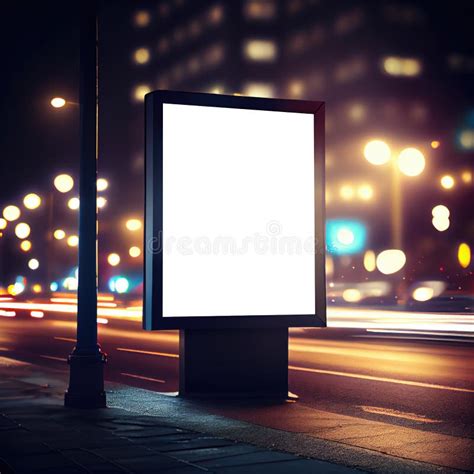 Blank Billboard On Night Street Generative Ai Stock Illustration