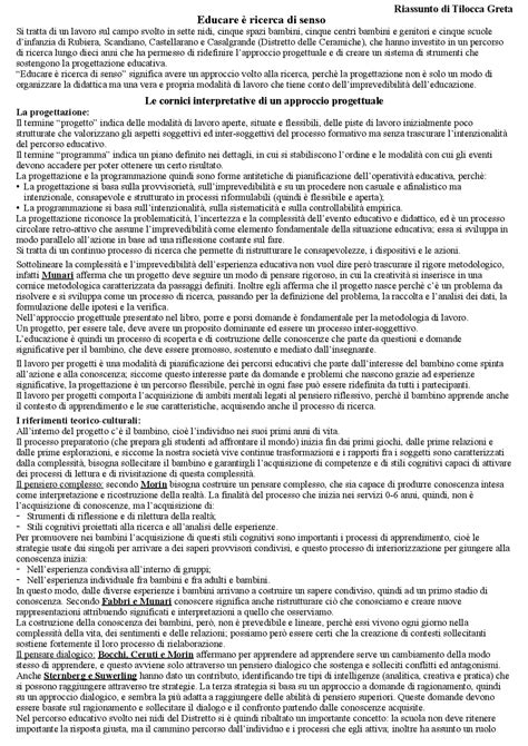 Riassunto Del Libro Educare è Ricerca Di Senso Docsity