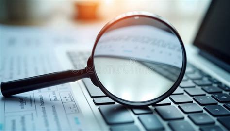 Magnifying Glass Over Computer Documents Focused View On Details
