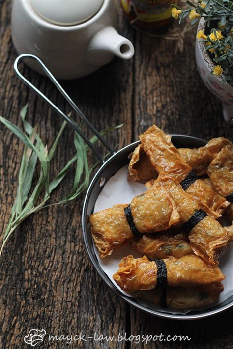 厨苑食谱 最佳食谱12~点心， 鲜虾腐皮卷【30】bree12~dim Sum （deep Fried Prawn Beancurd Roll）
