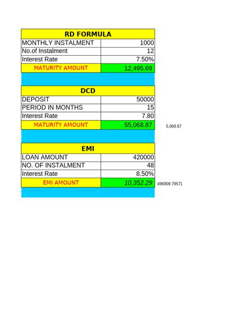 Rd Dcd Emi Formula For Branches Pdf Business Finance And Money