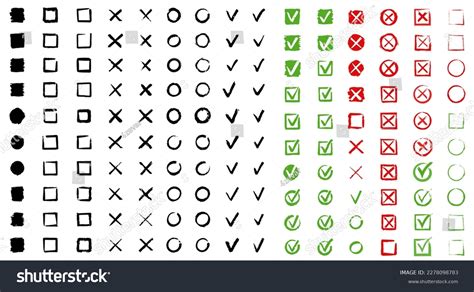 Set Check Mark Cross Vector Illustartion Stock Vector Royalty Free 2278098783 Shutterstock