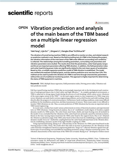 Pdf Vibration Prediction And Analysis Of The Main Beam Of The Tbm