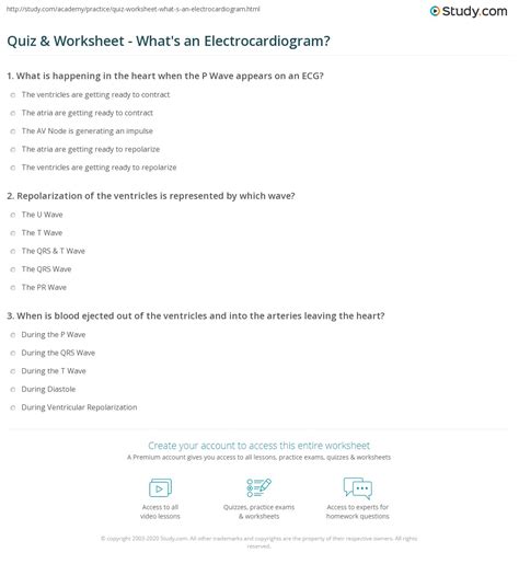 Quiz And Worksheet Whats An Electrocardiogram