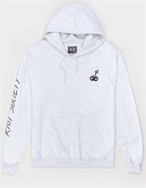 Riot Society 8 Ball Cherries Embroidered Mens Hoodie Gray Tillys