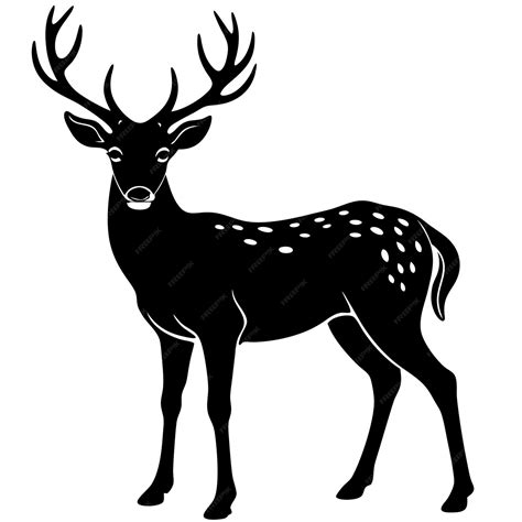 A Black And White Drawing Of A Deer With White Spots On It Premium Ai