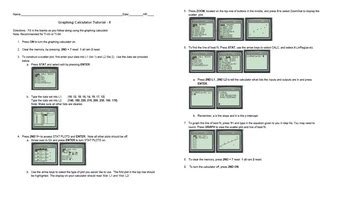 Bundle Graphing Calculator Tutorial And Practice Sheet Intro To The