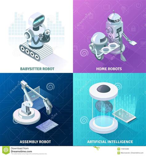Artificial Intelligence Isometric Design Concept Stock Vector Illustration Of Artificial