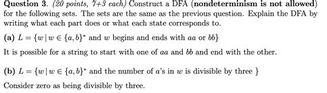 Solved Question Points Each Construct A DFA Chegg Com