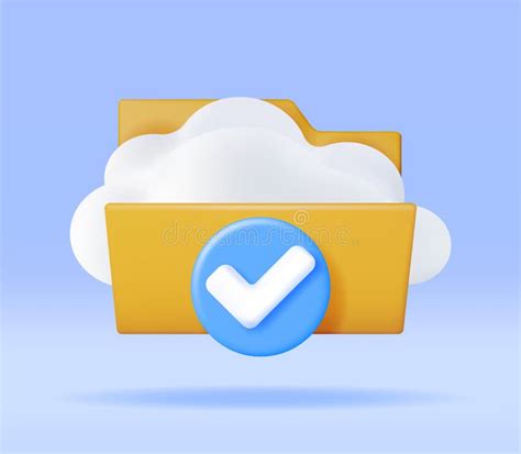 3d cloud in folder with checkmark stock vector illustration of render