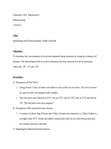 Chem Lab Report 5 Pdf Solubility Chemical Reactions