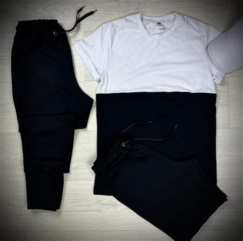 Мужской спортивный костюм комплект футболка шорты и штаны Atex 0100 Xl Черно белый At 0100 04