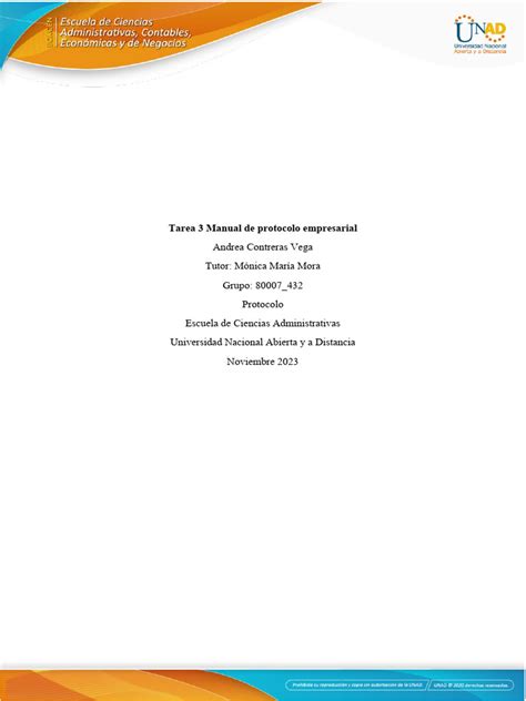 Tarea 3 Manual De Protocolo Empresarial Pdf Business Economias