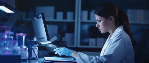 Premium Photo Woman Doctor At The Workplace In The Diagnostic Laboratory