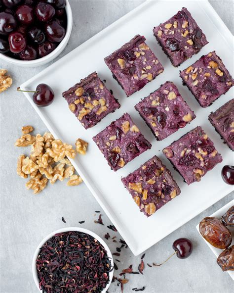 Hibiscus Cherry Walnut Pie Bars Vibrant Almost Vegan