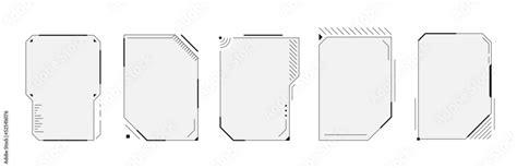 HUD Digital Futuristic User Interface Square Vertical Frame Set Sci Fi High Tech Screens