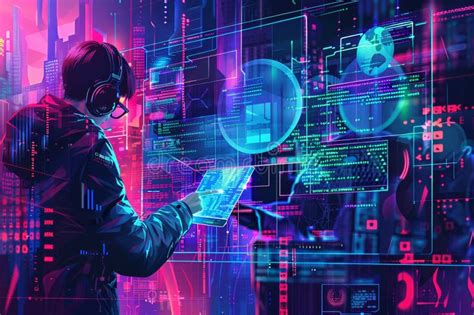 Cyberpunk Programmer Stock Illustrations 668 Cyberpunk Programmer