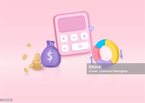 3d 금융 아이콘 개념 계산기로 돈 관리 성장하는 사업 투자 3차원 형태에 대한 스톡 벡터 아트 및 기타 이미지 3차원 형태 가계 가방 Istock