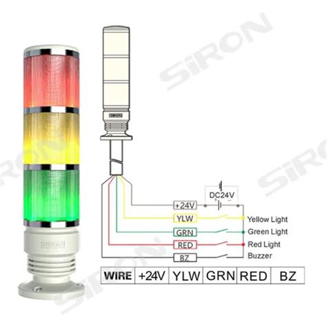 Siron D012 W 24V DC Multi Layers Signal Tower Light With Buzzer Warning