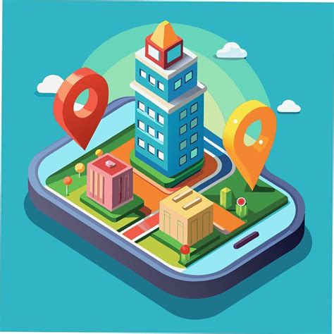 D Cartoon Style Minimal City Map Navigation Smartphone Icon Mobile App