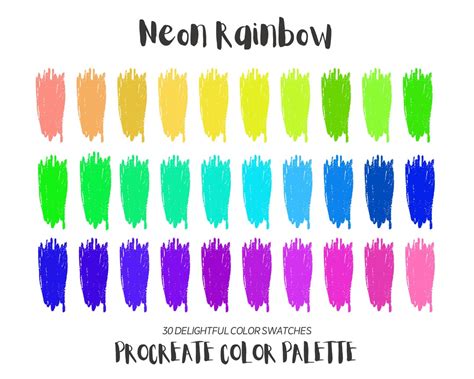 Rainbow Procreate Color Palette Procreate Swatches Ipad Illustration