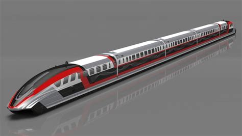 철도 위의 고속 자기부상열차 레드 3d 모델 Turbosquid 2079976