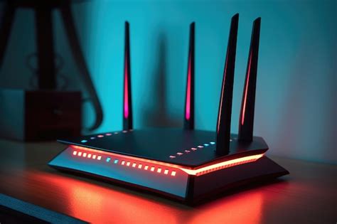 Premium Ai Image Closeup Of A Wireless Router With Led Lights Created