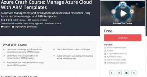 100 Free Azure Crash Course Manage Azure Cloud With Arm Templates