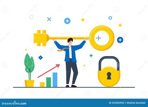 Flat Illustration Of Man Unlocking Potential With Golden Key In