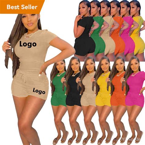 Girls Female Clothing Custom 2 Piece Shorts Outfits Women Solid Jogger