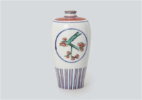 Tomimoto Kenkichi Vase Depicting Plum And Bamboo In Overglaze Enamel