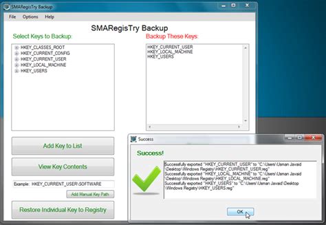 Backup And Restore Windows Registry Hives Keys With A Click SMARegisTry Backup