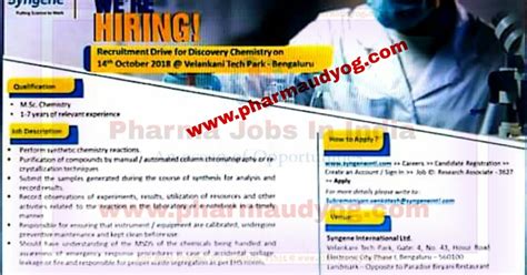 Syngene International Recruitment Drive For Discovery Chemistry Randd